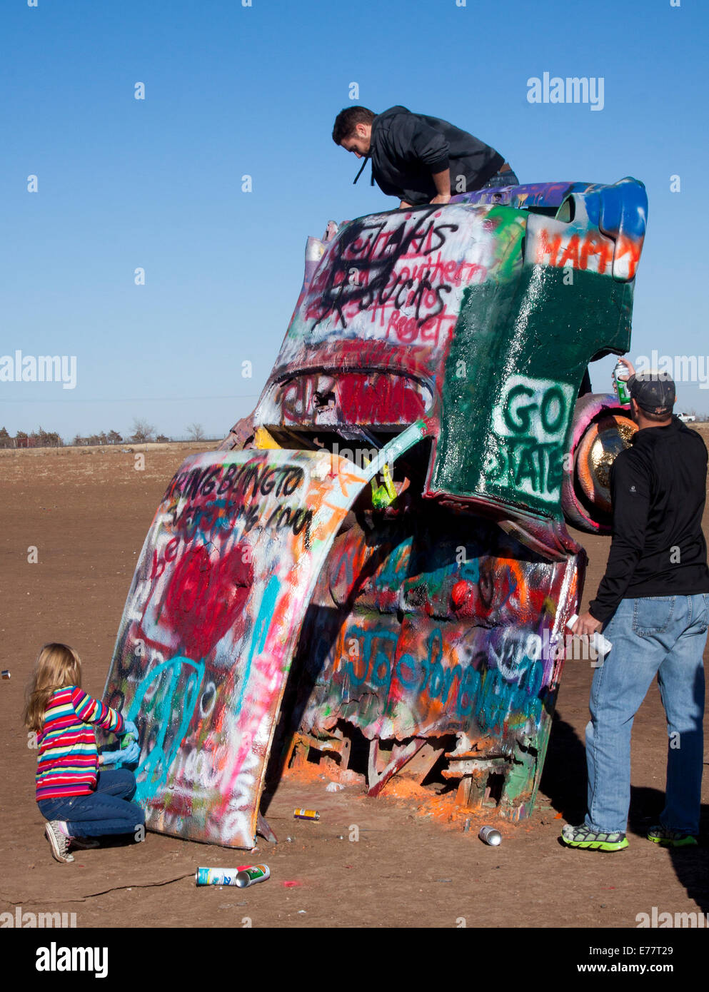 The Cadillac Ranch installation on old Route 66 near Amarillo, Texas ...