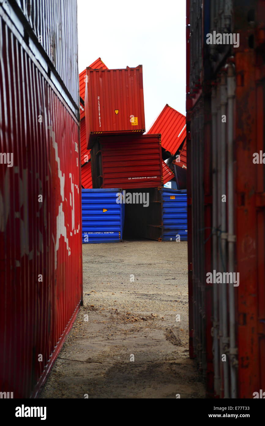 Severe winds toppled these shipping containers at the Port of Fremantle ...