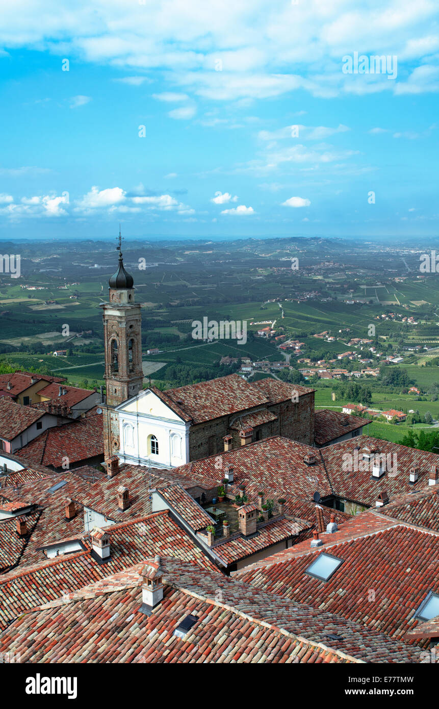 View from a tower of italian city in Langhe, Unesco heritage Stock ...