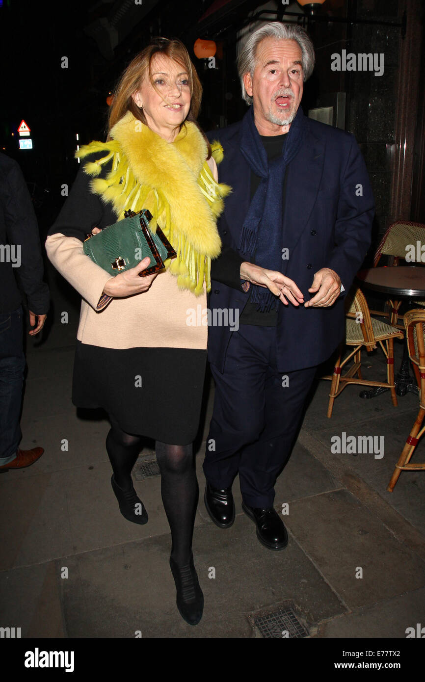 Charles Saatchi and Trinny Woodall dining with Trevor Eve and his wife ...