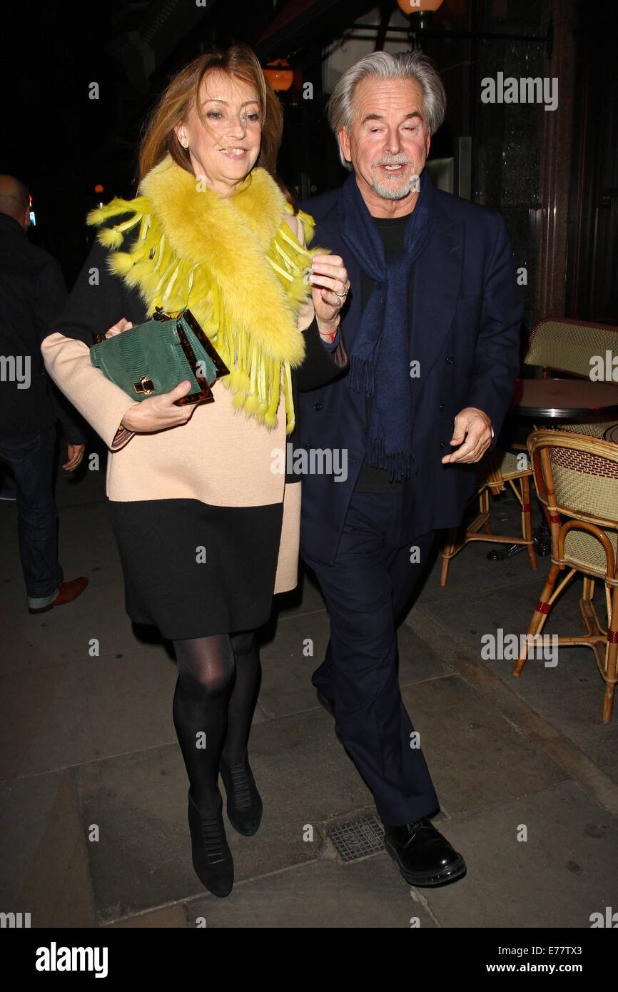 Charles Saatchi and Trinny Woodall dining with Trevor Eve and his wife ...