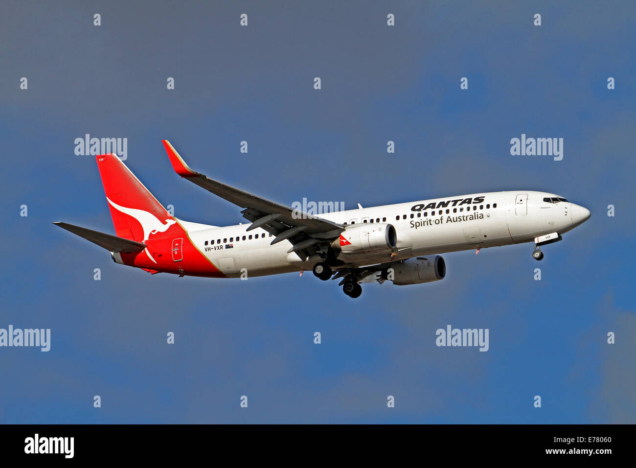 A Qantas plane preparing to land at Adelaide Airport Australia Stock ...