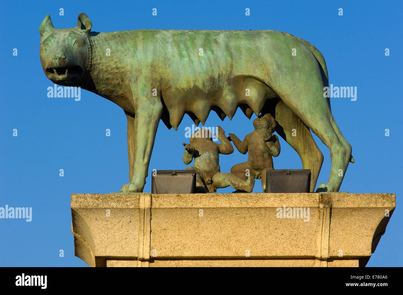 Merida, Romulo and Remo,Romulus and Remus monument,,Badajoz province ...