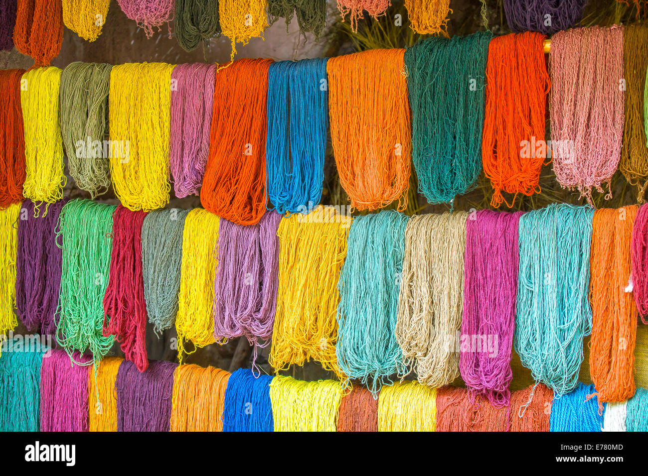 Beautiful colorful Alpaca wool in Peru Stock Photo - Alamy