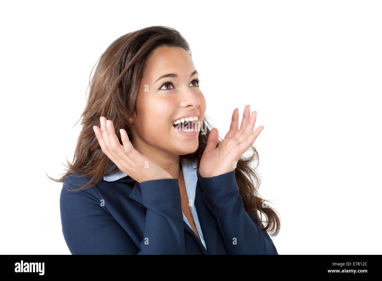 young woman surprise, isolated on white background Stock Photo - Alamy