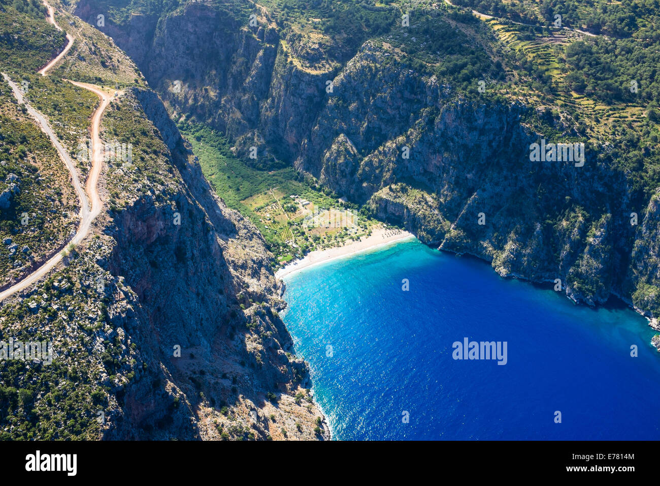 Butterfly Valley near Fethiye at the foothill of Babadag mountain.Turkish Riviera Stock Photo ...