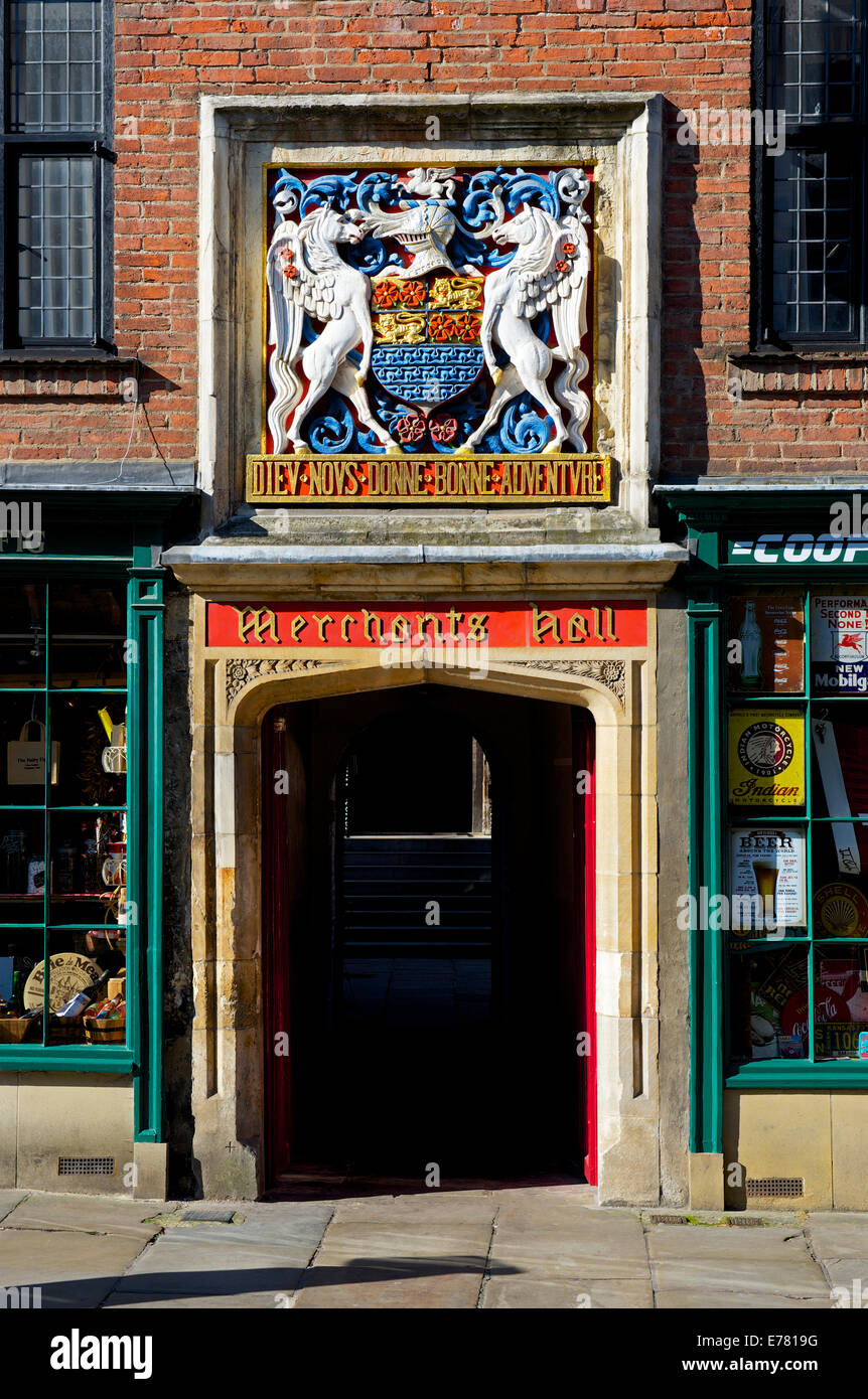 Entrance - on Fossgate - to the Merchants Hall, with elaborate coat of ...