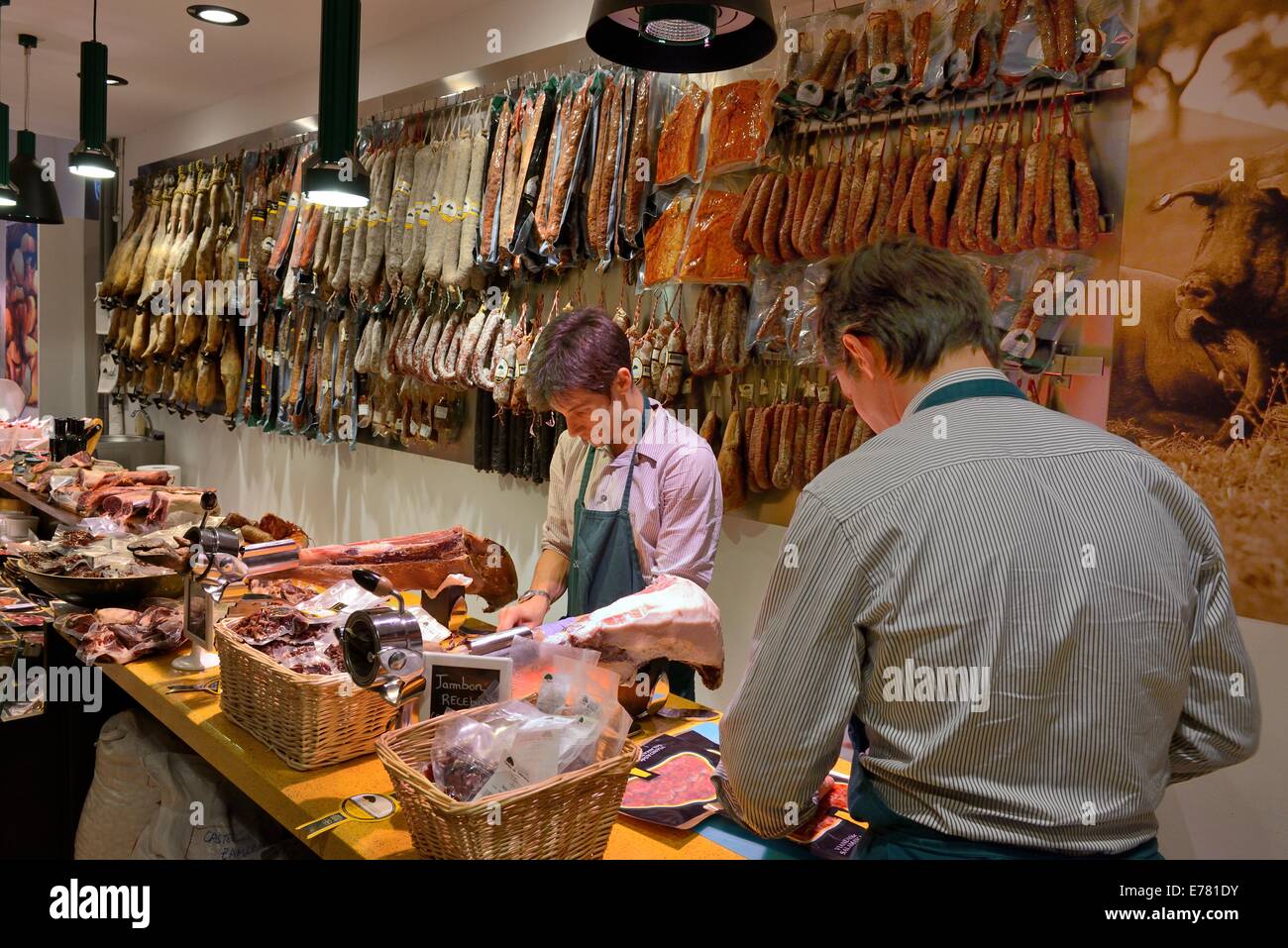 France, Basque country, Bayonne, traditional delicatessen in the ...