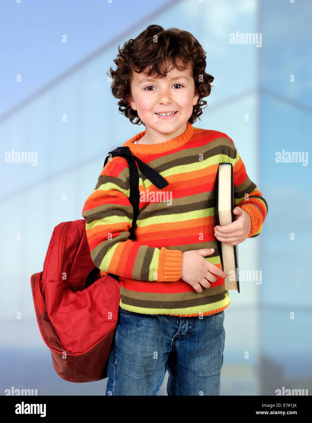 Adorable child studying a over white background Stock Photo - Alamy