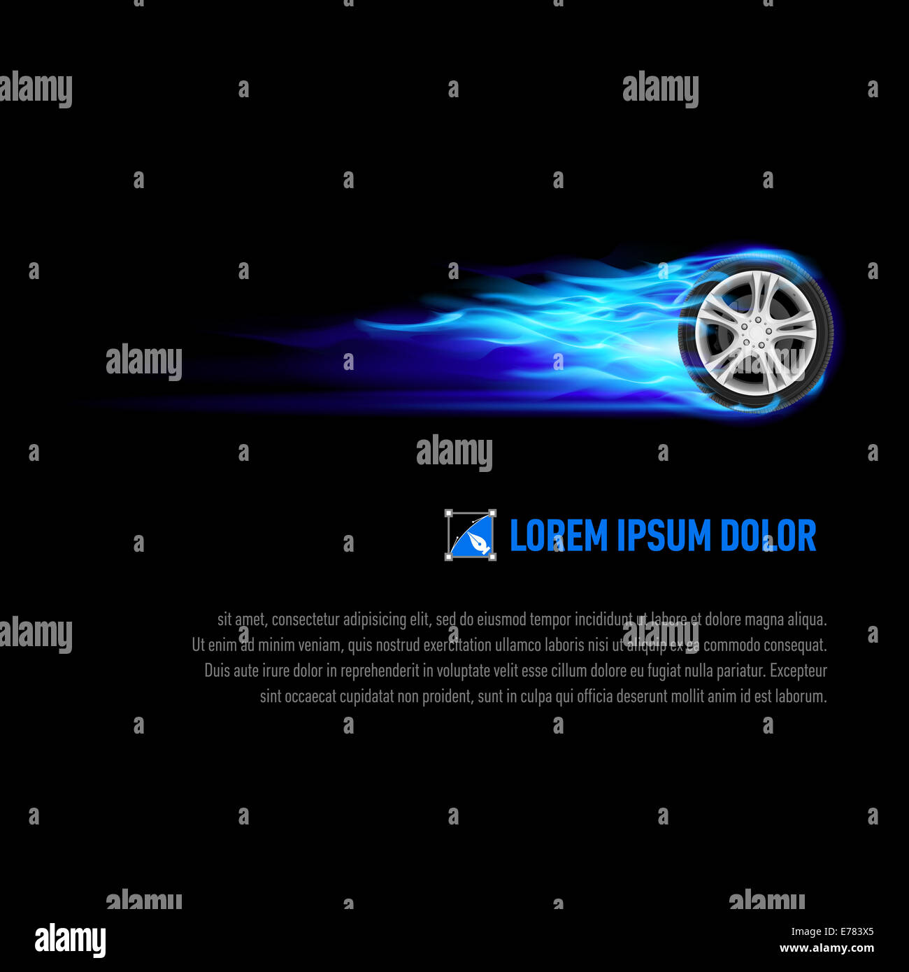 Background with wheel in blue flame for your design Stock Photo - Alamy