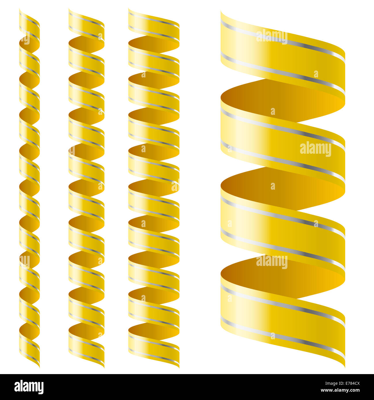 Vertical yellow ribbon of different sizes on a white background Stock ...