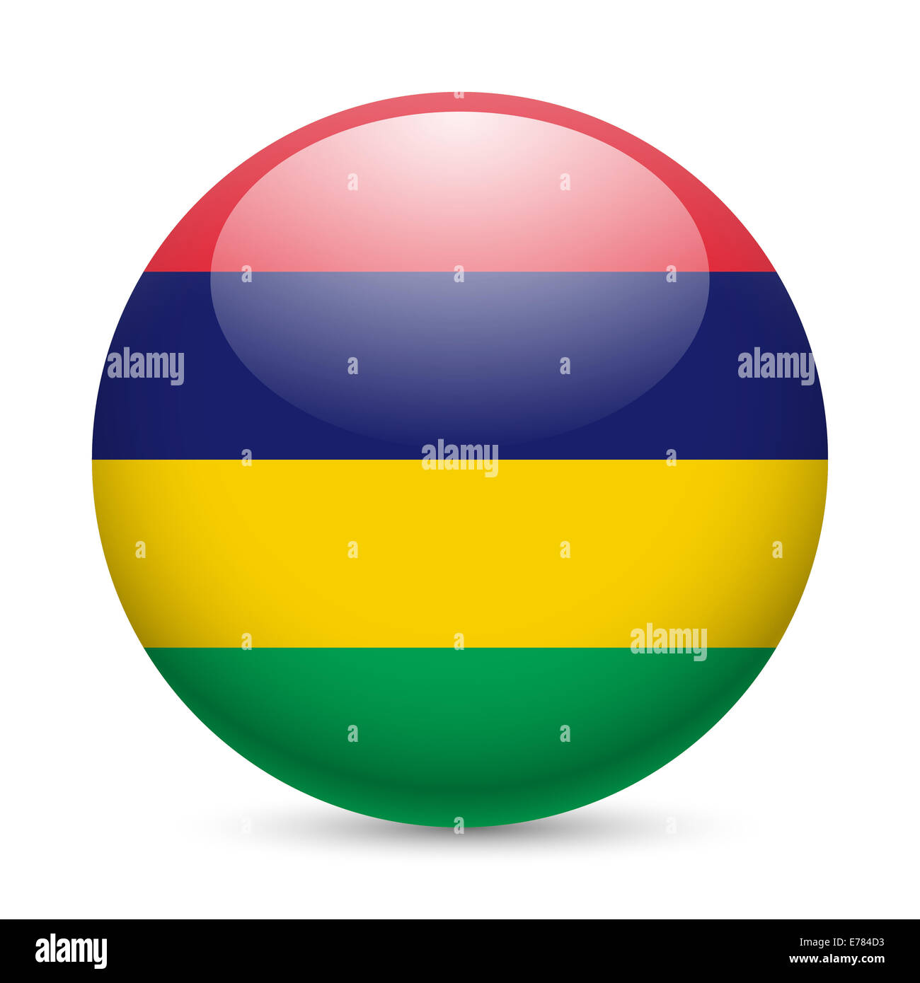 Flag of Mauritius as round glossy icon. Button with Mauritian flag ...