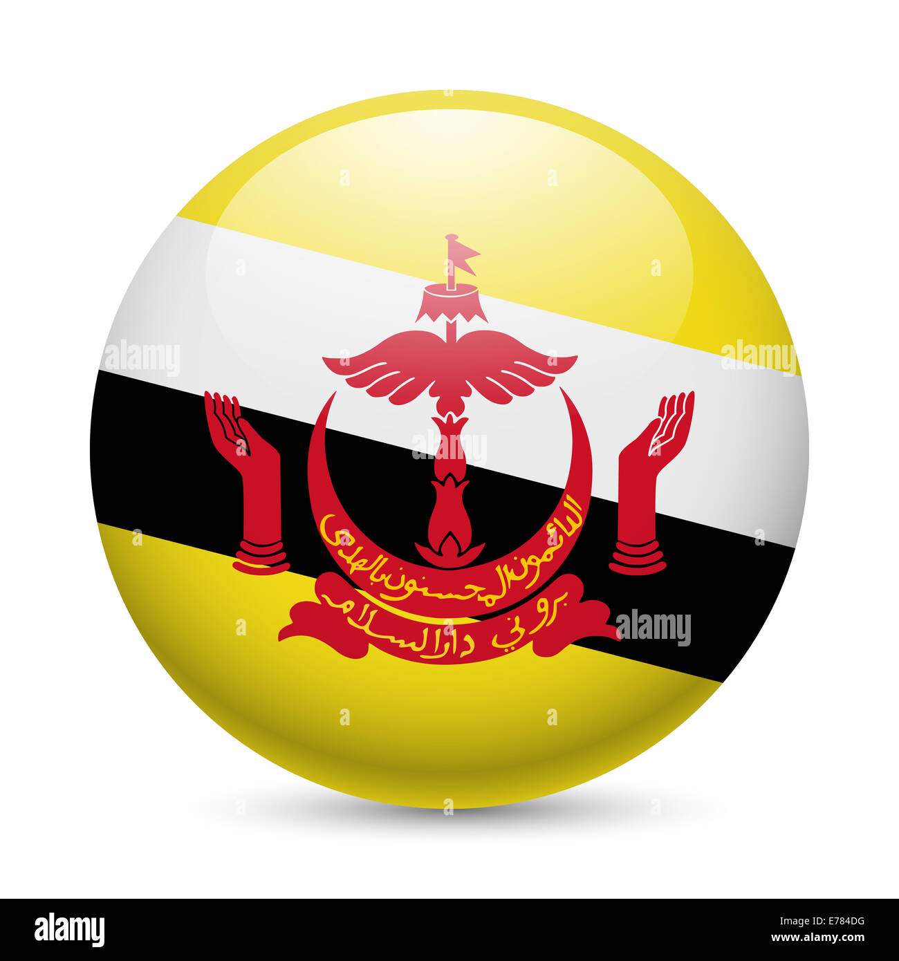 Flag of Brunei as round glossy icon. Button with Bruneian flag Stock ...