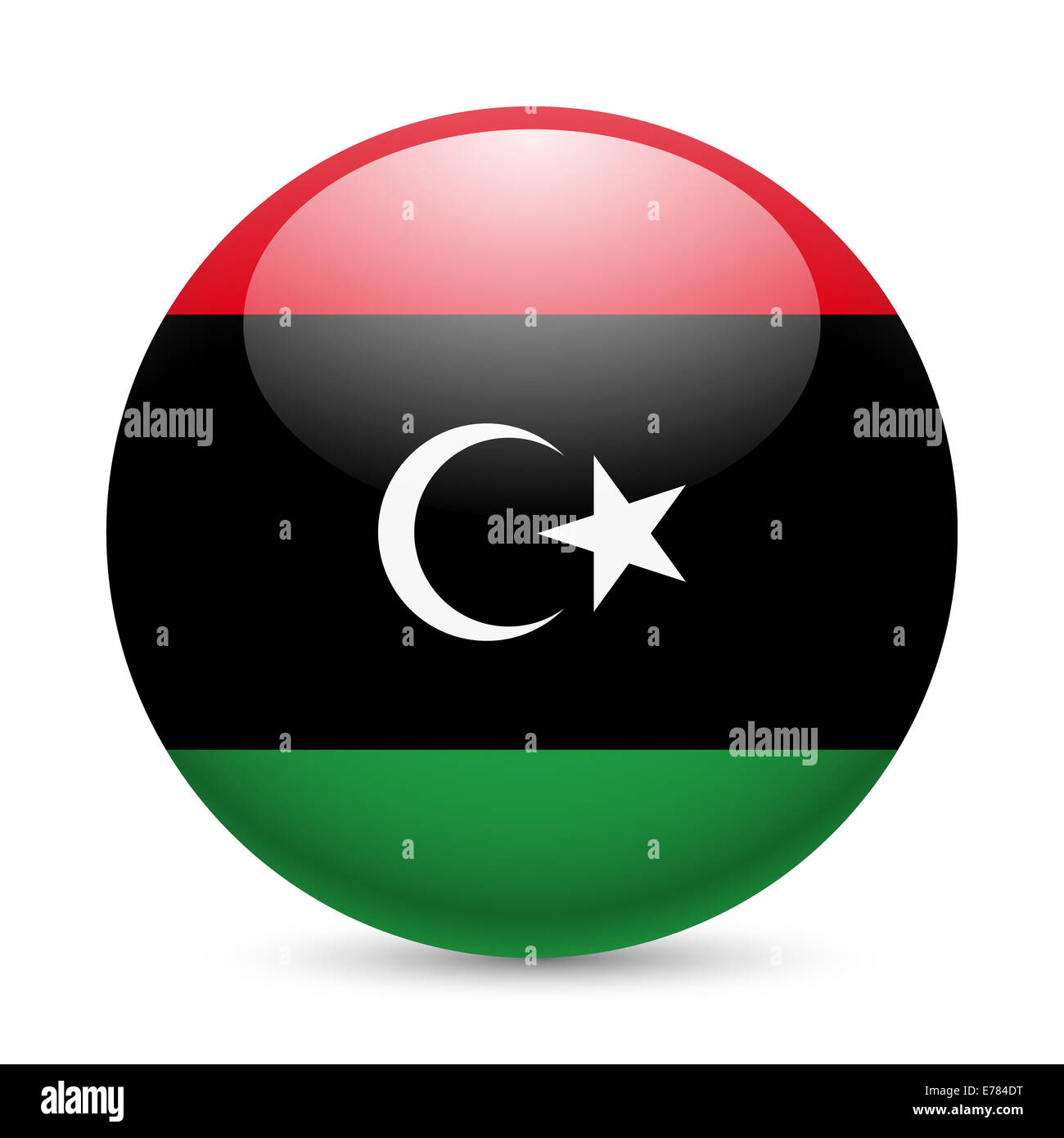 Flag libya round glossy icon hi-res stock photography and images - Alamy