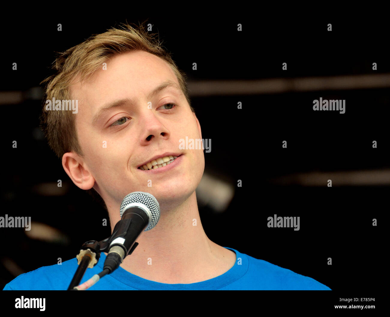 Owen Jones (journalist, writer, left-wing campaigner) speaking at a ...