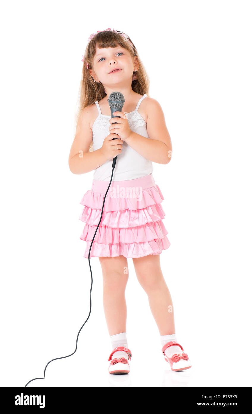 Girl with microphone Stock Photo - Alamy