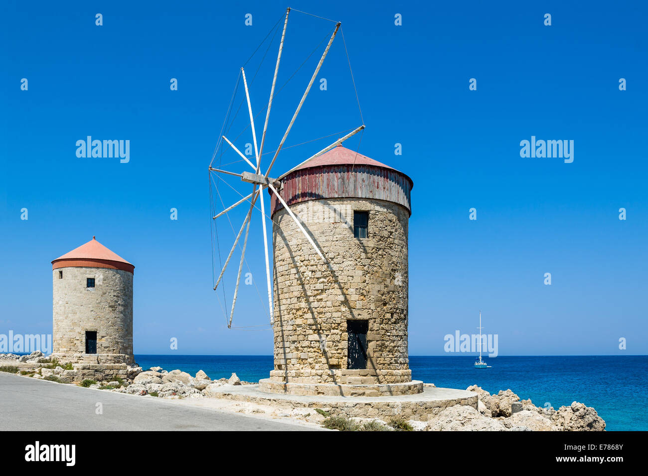 Windmill at Rhodes Stock Photo - Alamy