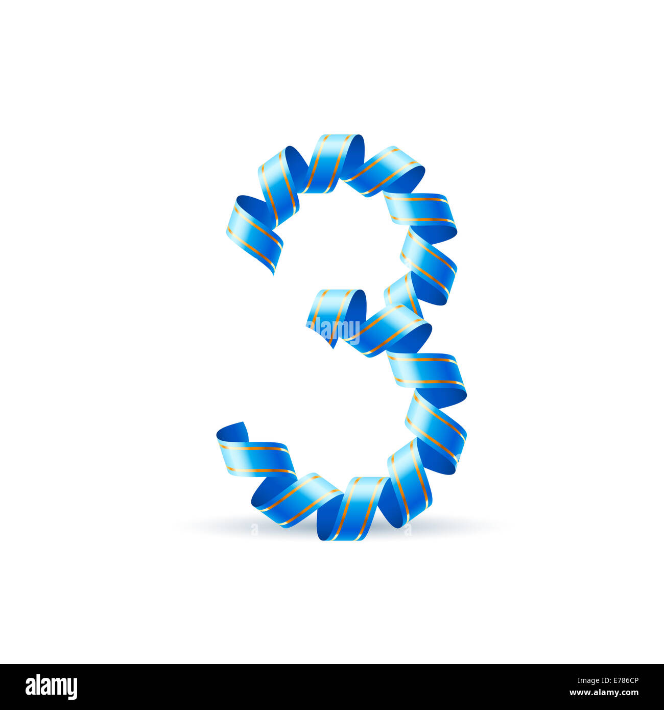 Number three made of blue curled shiny ribbon Stock Photo - Alamy