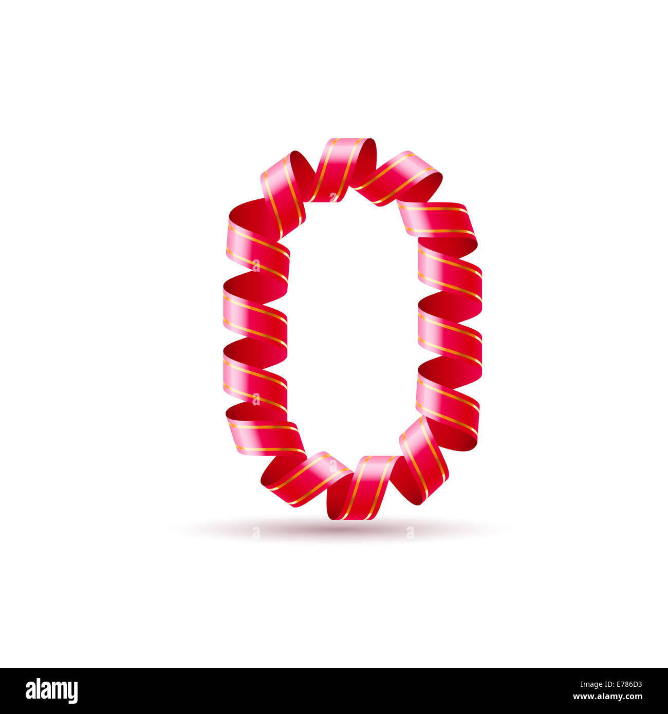 Number zero made of red curled shiny ribbon Stock Photo - Alamy