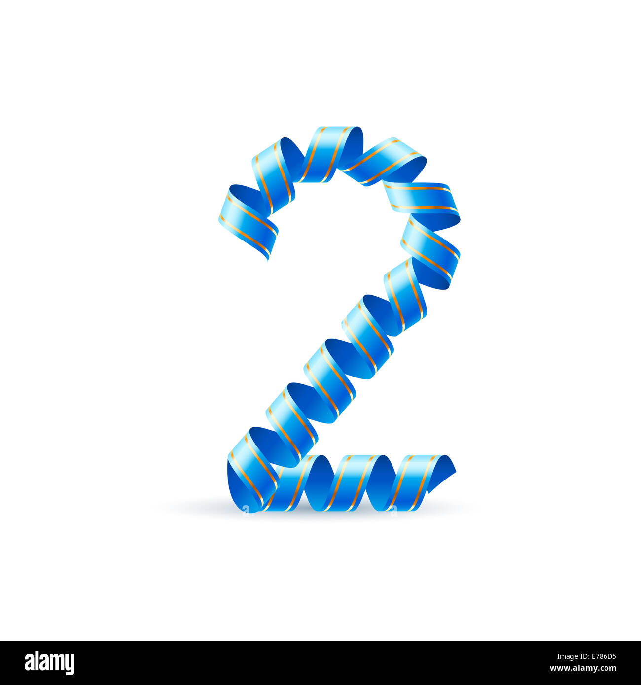 Number two made of blue curled shiny ribbon Stock Photo - Alamy