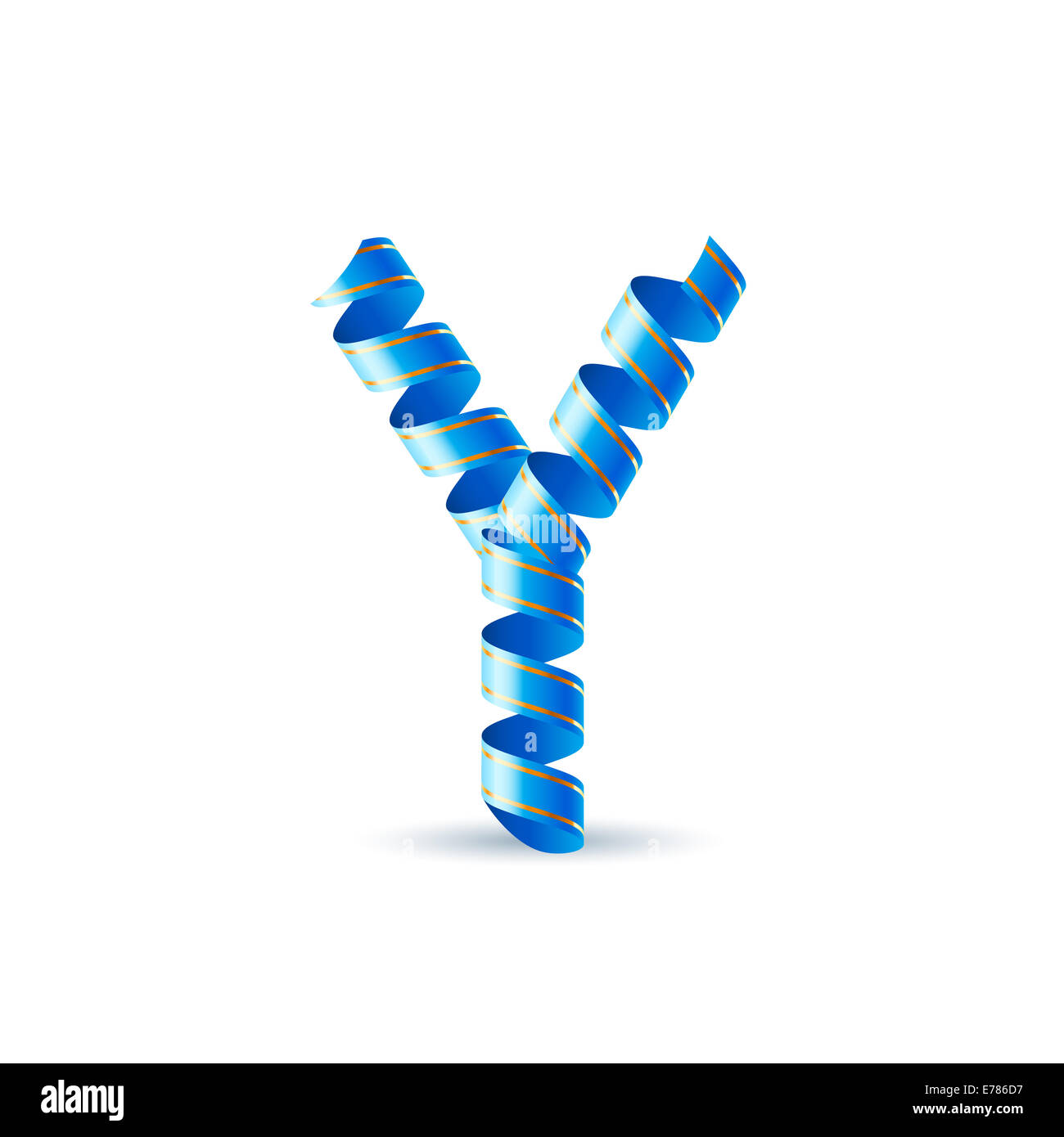 Letter Y made of blue curled shiny ribbon Stock Photo - Alamy