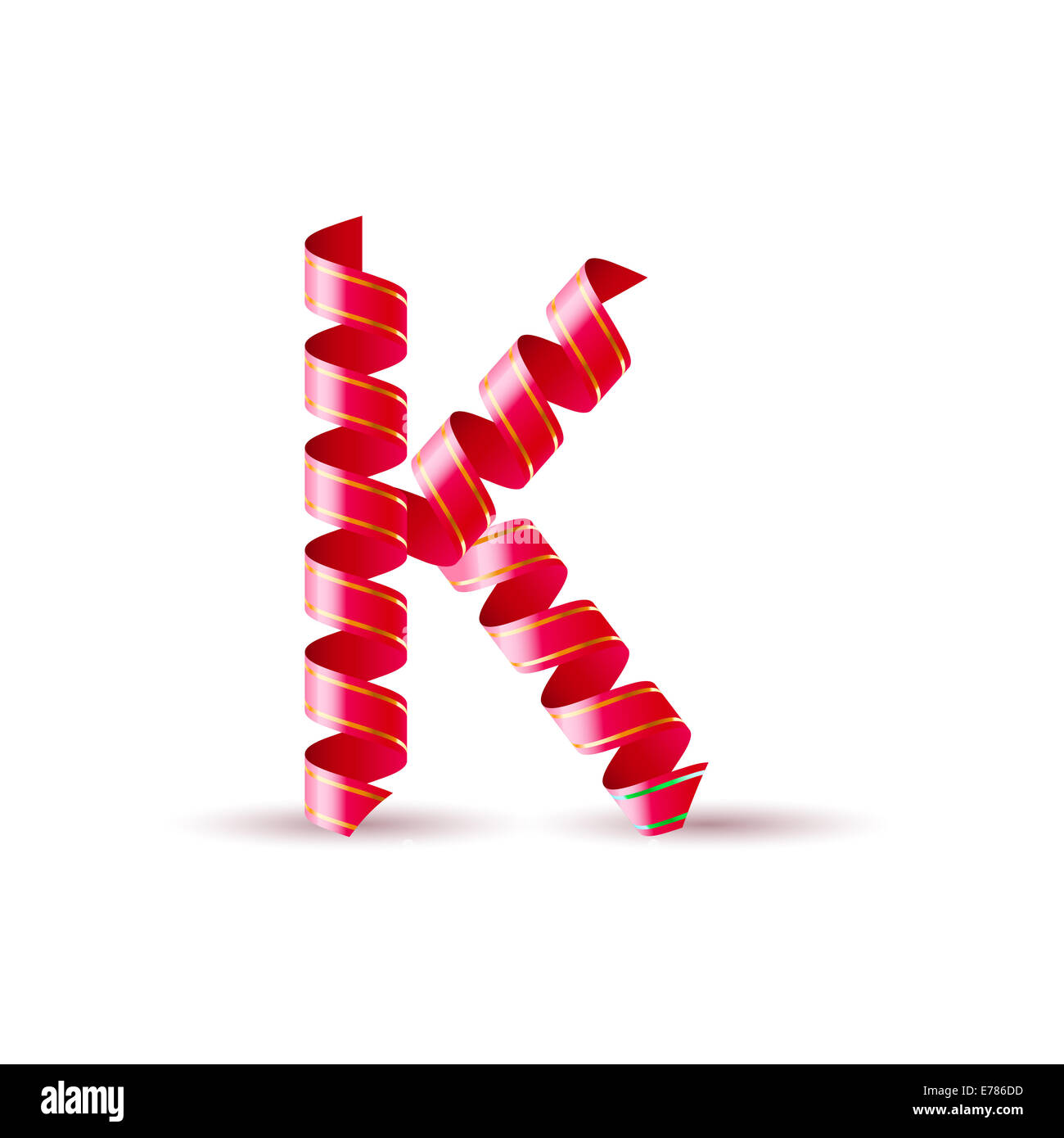 Letter K made of red curled shiny ribbon Stock Photo - Alamy