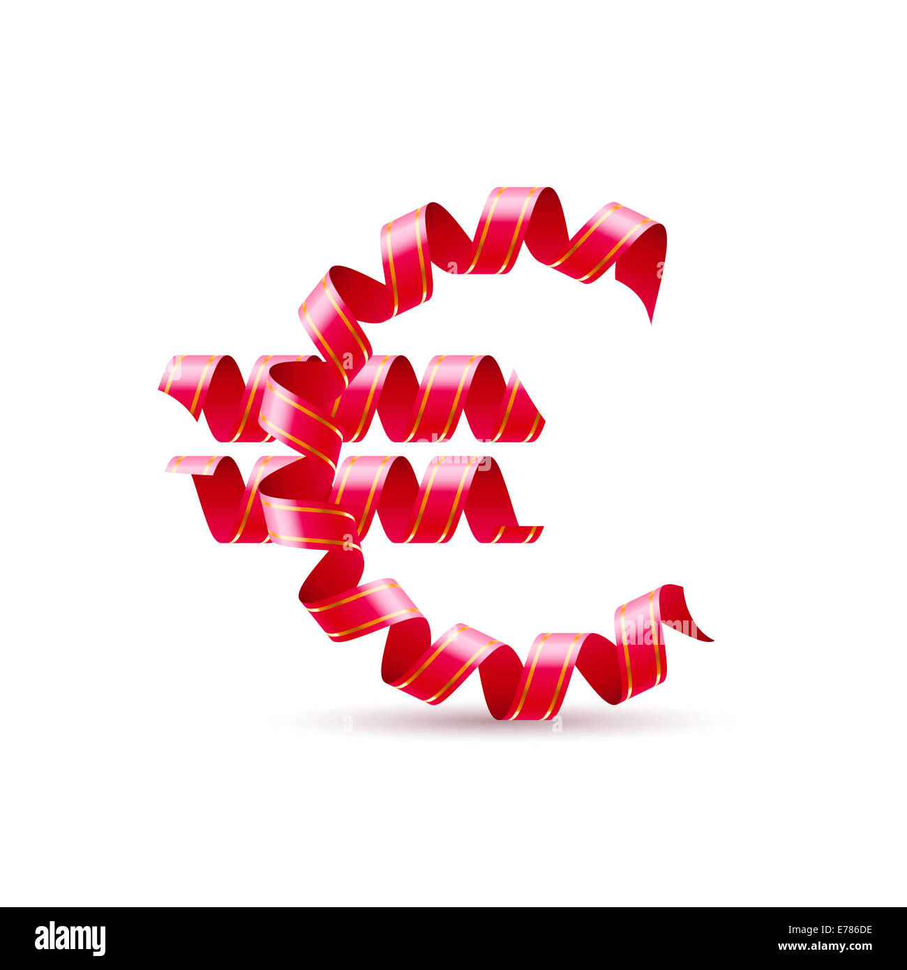 Symbol of euro is made of red curly ribbons Stock Photo - Alamy