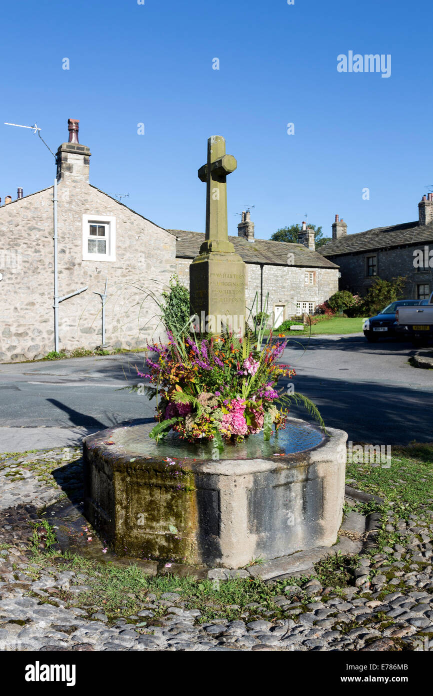 War Memorial Fountain, Langcliffe Village, Near Settle, Yorkshire Dales ...