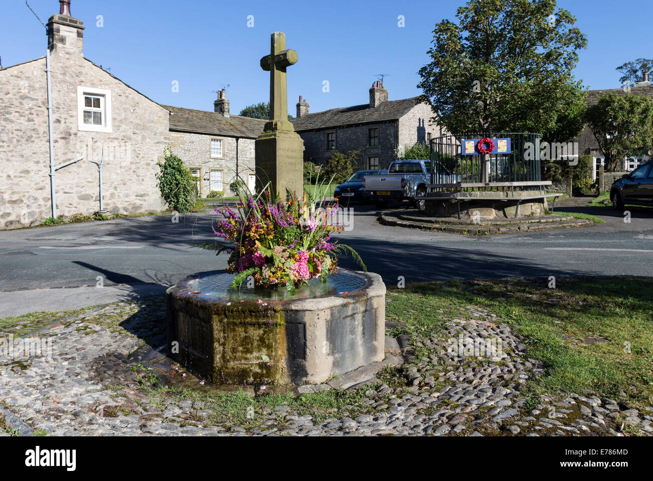 War Memorial Fountain, Langcliffe Village, Near Settle, Yorkshire Dales ...