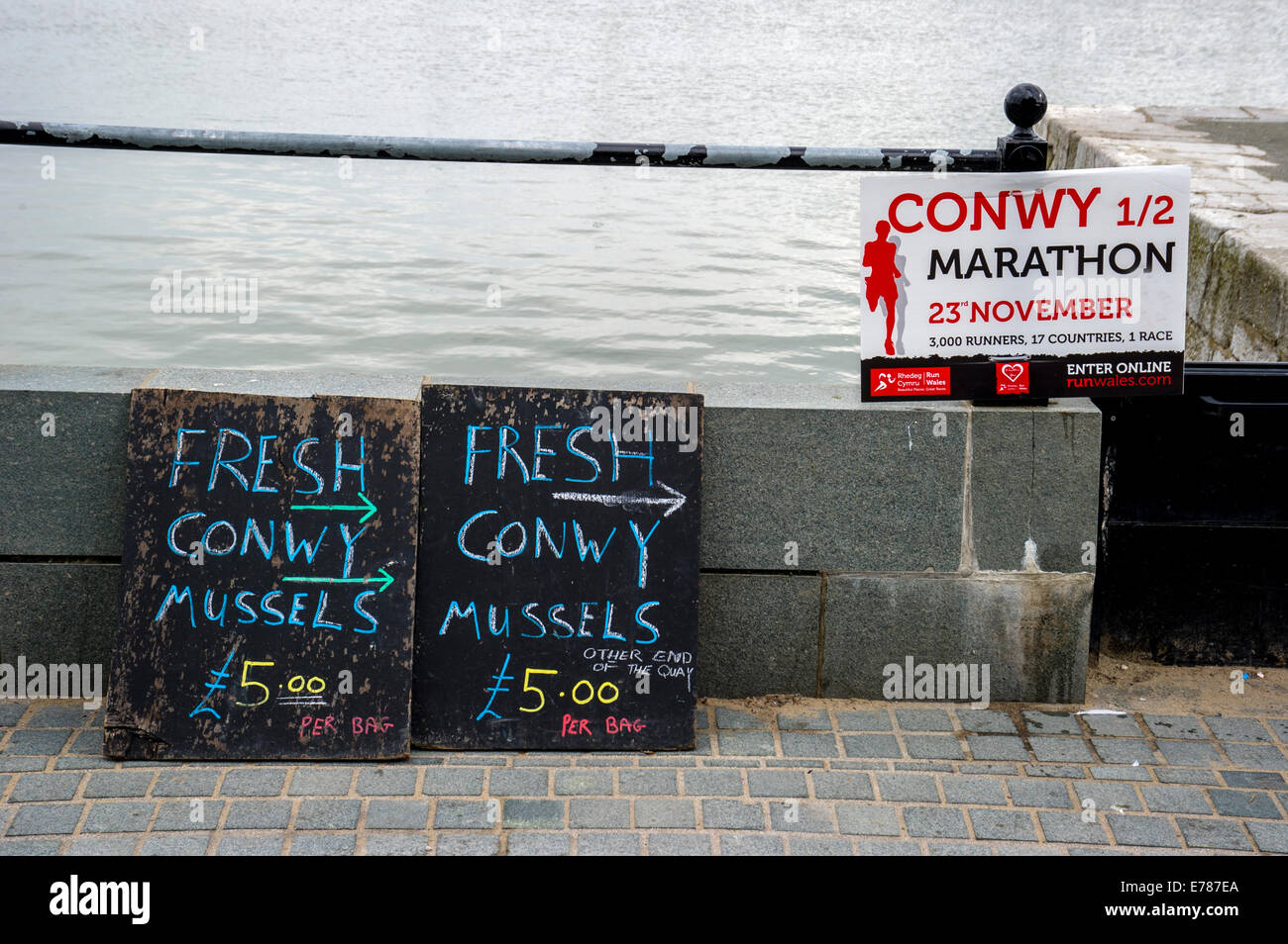 Conwy mussels sign hi-res stock photography and images - Alamy