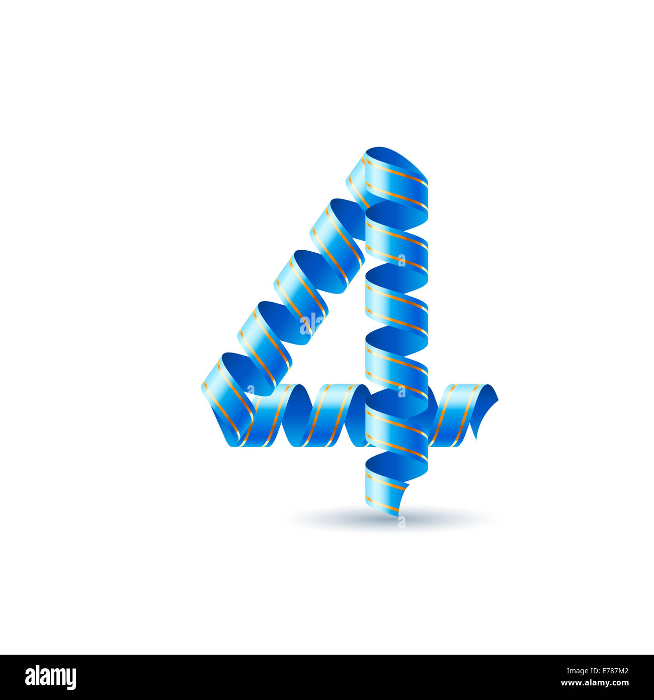 Number four made of blue curled shiny ribbon Stock Photo - Alamy