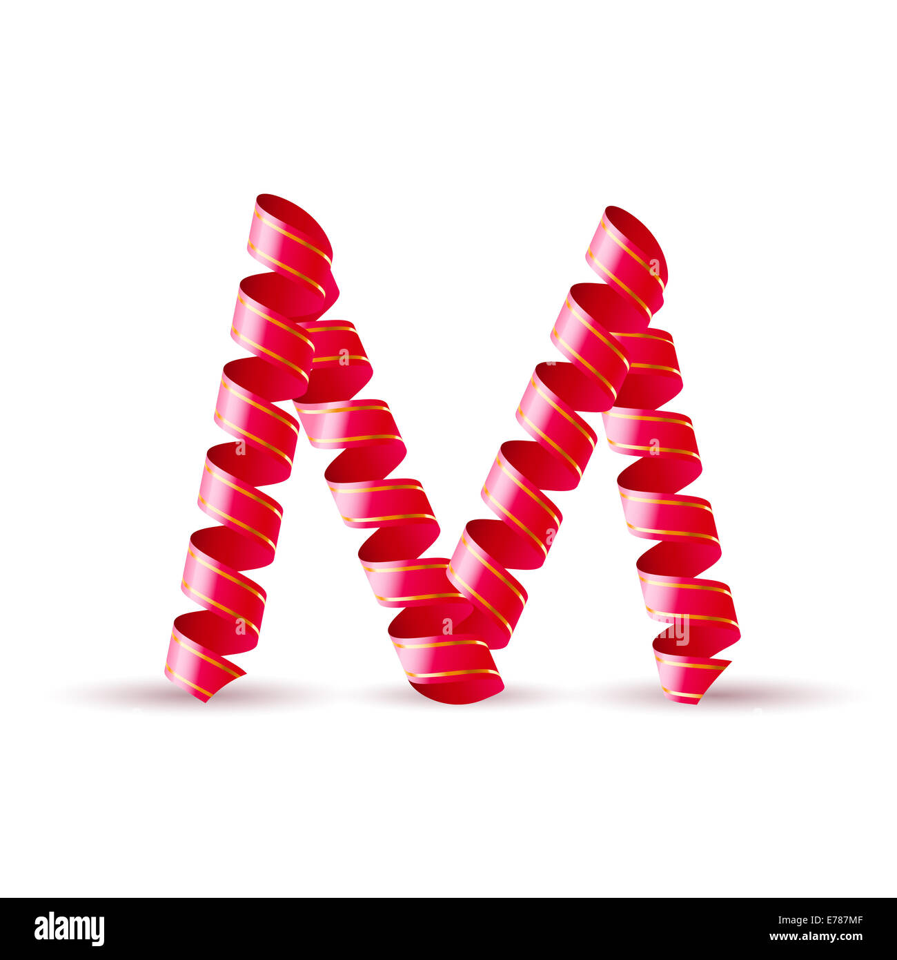 Letter M made of red curled shiny ribbon Stock Photo - Alamy
