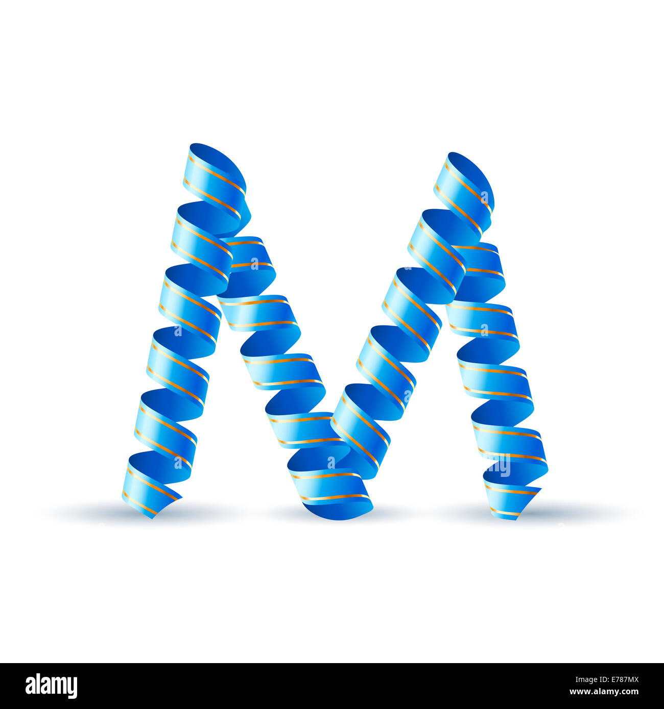 Letter M made of blue curled shiny ribbon Stock Photo - Alamy