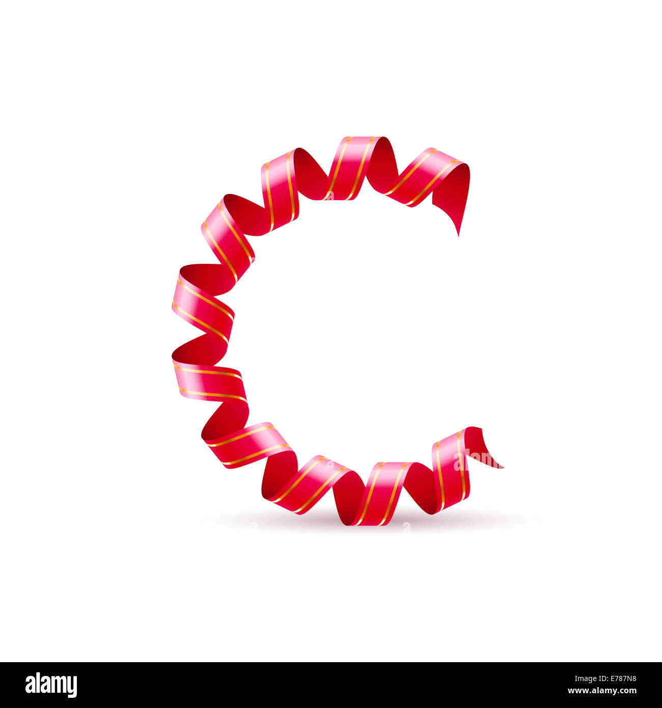 Letter C made of red curled shiny ribbon Stock Photo - Alamy