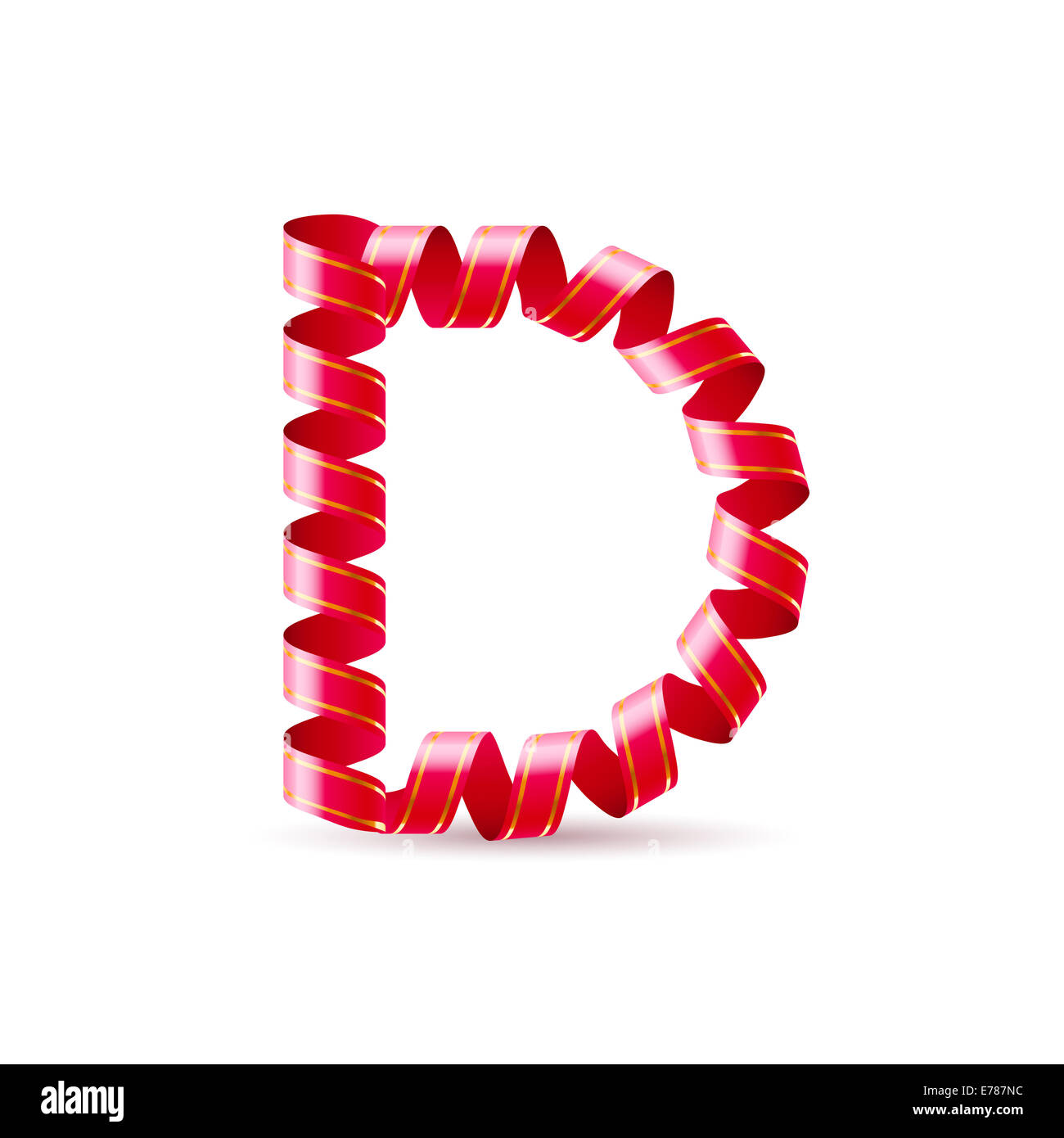 Letter D made of red curled shiny ribbon Stock Photo - Alamy