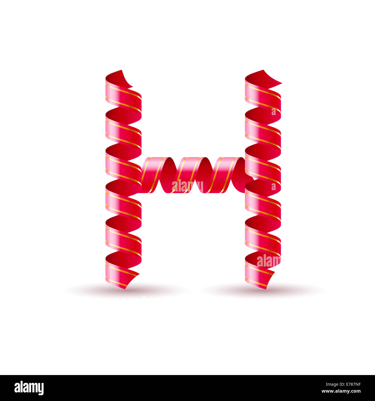 Letter H made of red curled shiny ribbon Stock Photo - Alamy