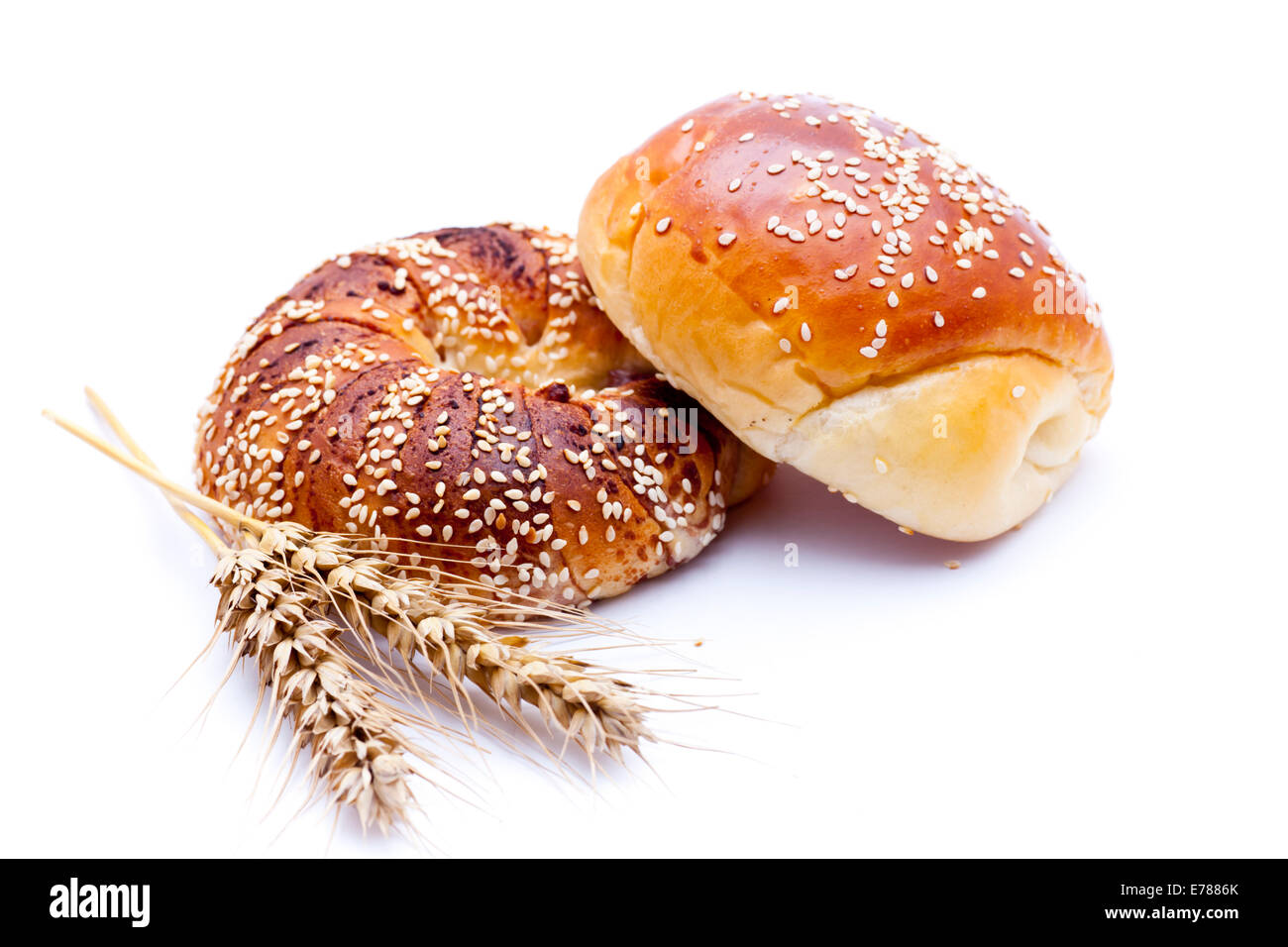 Two breads on white background Stock Photo - Alamy