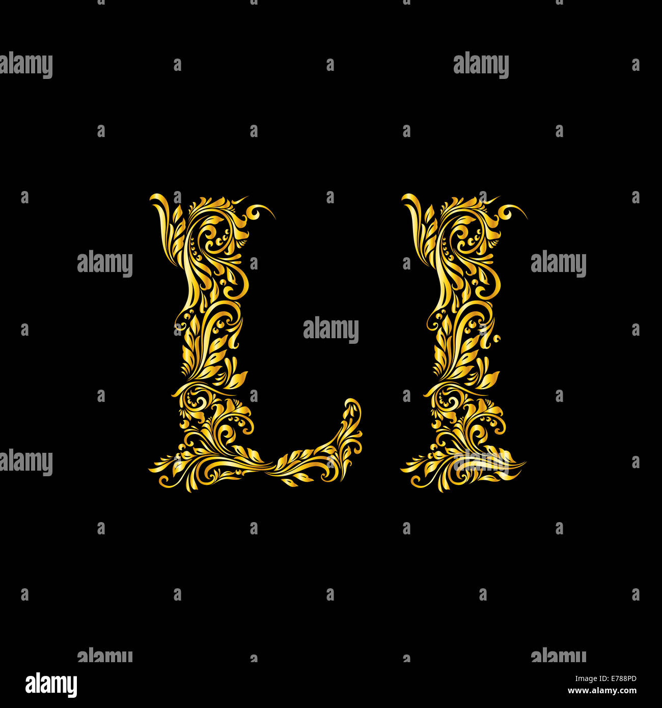 Richly decorated letter 'l' in upper and lower case Stock Photo - Alamy