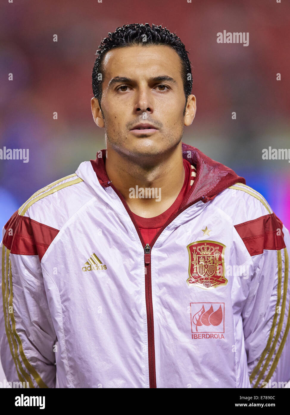 Valencia, Spain. 08th Sep, 2014. Forward Pedro looks on prior to the ...