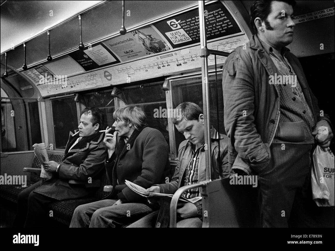 Smoking carriage, piccadily line underground. Smoking was allowed in ...