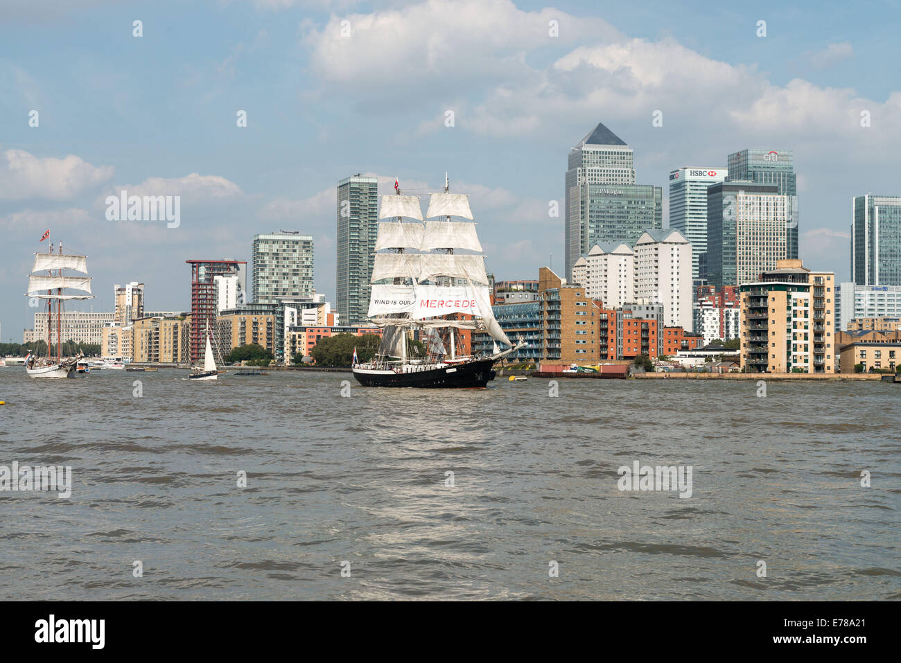 Tall Ships sail in line down the River Thames in London Stock Photo - Alamy