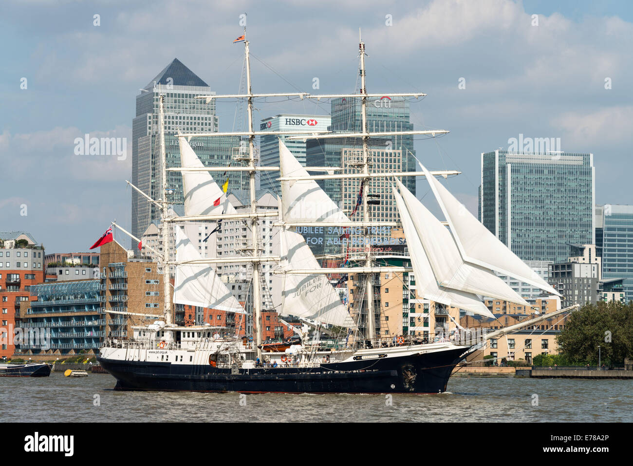 Tall Ships sail in line down the River Thames in London Stock Photo - Alamy