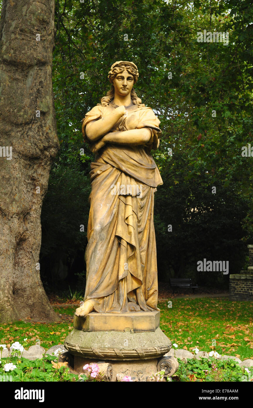 Statue of Euterpe. Terracotta figure of the Muse of instrumental music ...