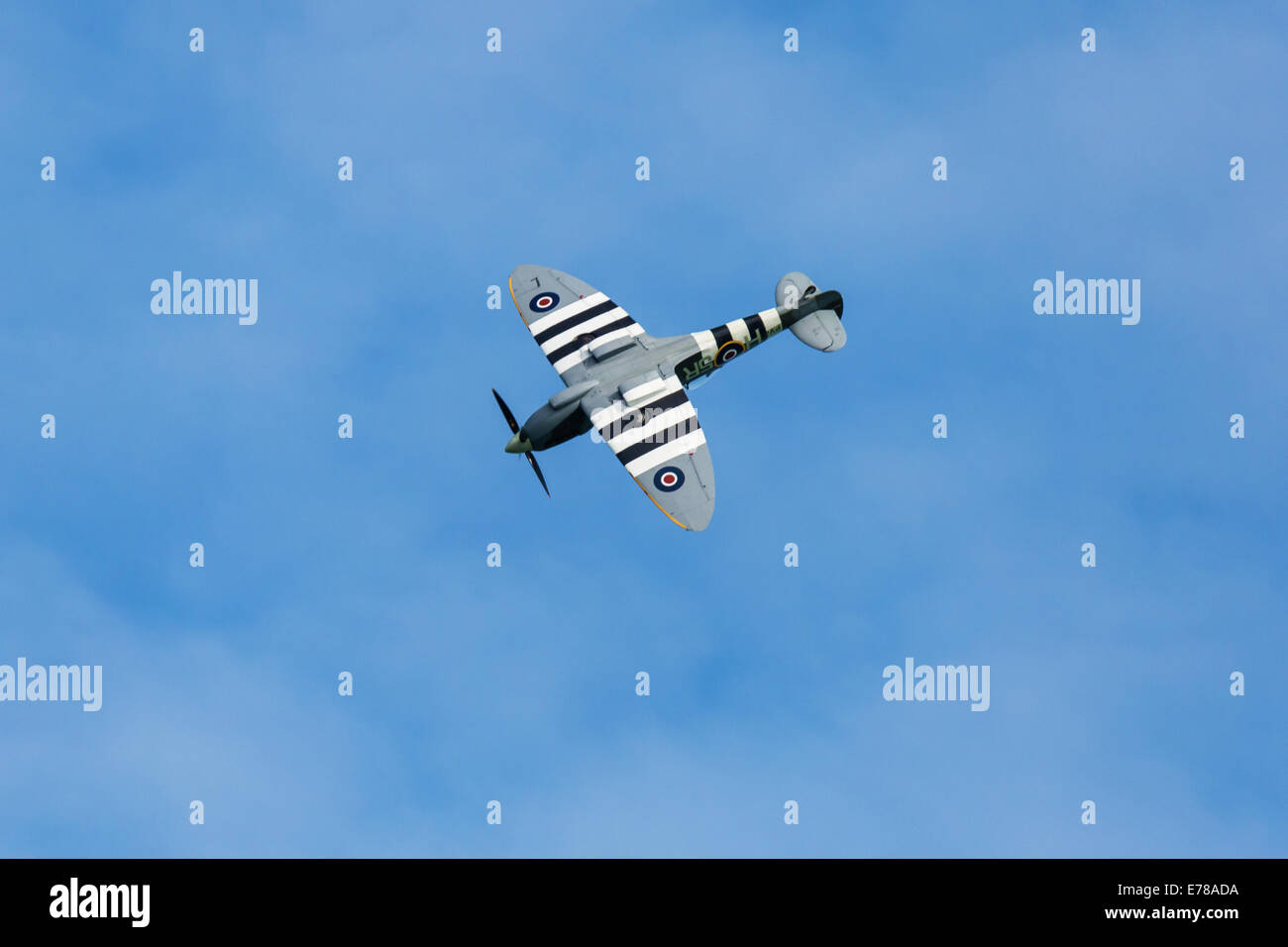 The WW2 Spitfire flying at the Eastbourne Airshow 2014 Stock Photo - Alamy