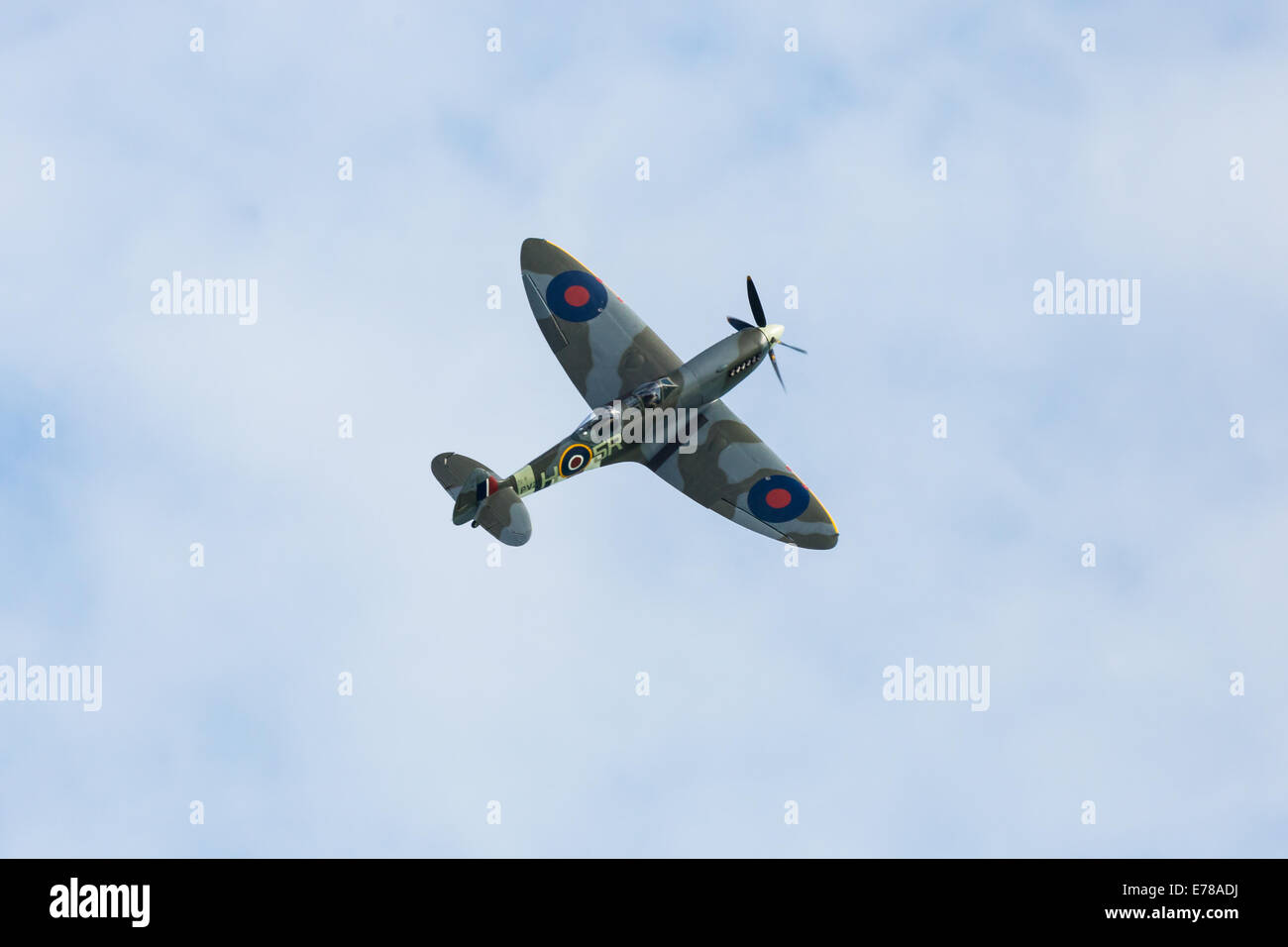 The WW2 Spitfire flying at the Eastbourne Airshow 2014 Stock Photo - Alamy