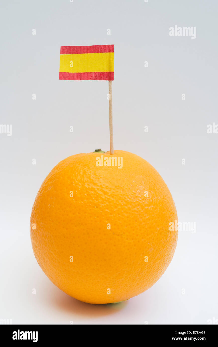 Orange with Spanish flag Stock Photo - Alamy