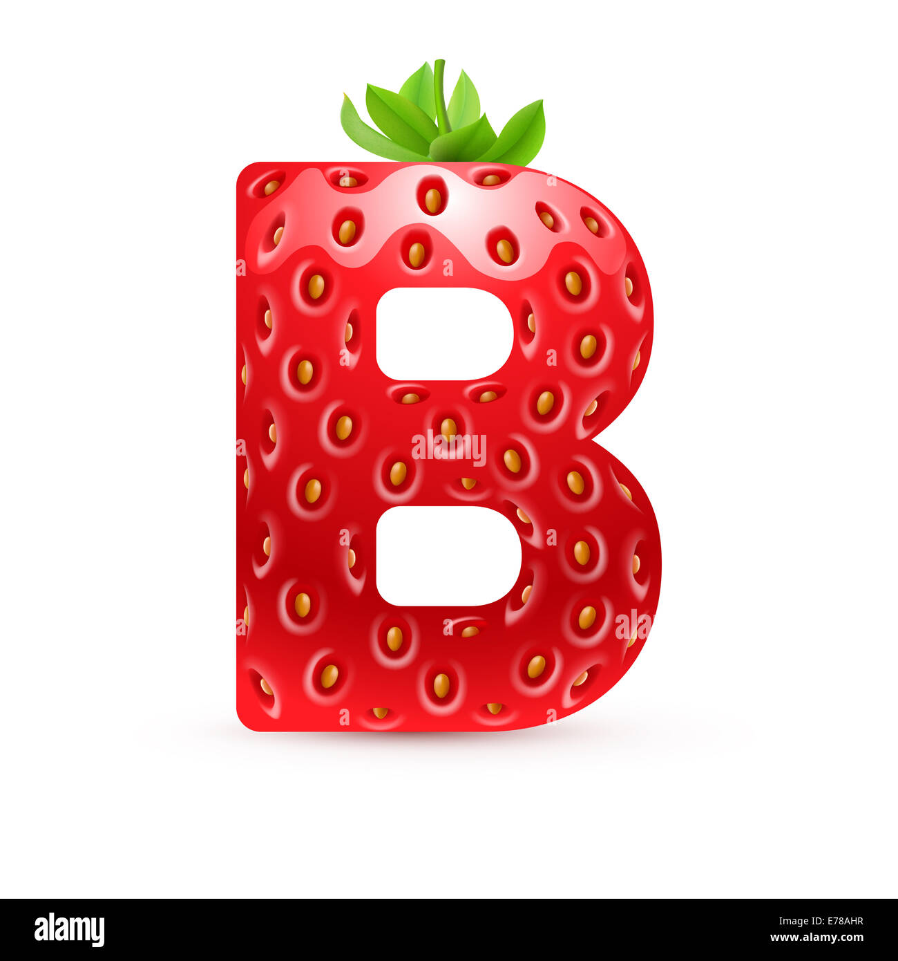 Letter B in strawberry style with green leaves Stock Photo - Alamy