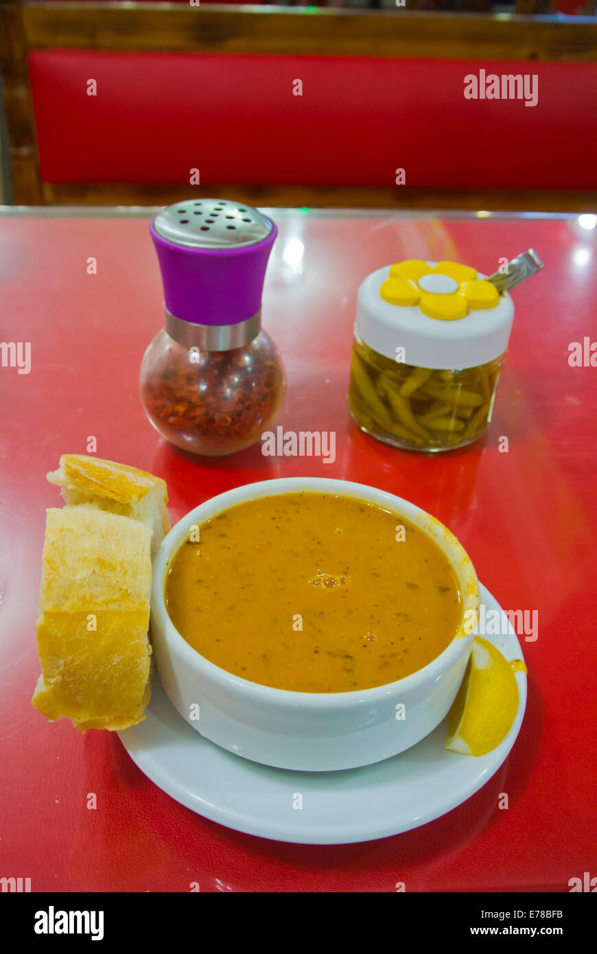 Ezogelin corba, red lentil soup, Büyük Otogar main long distance bus ...