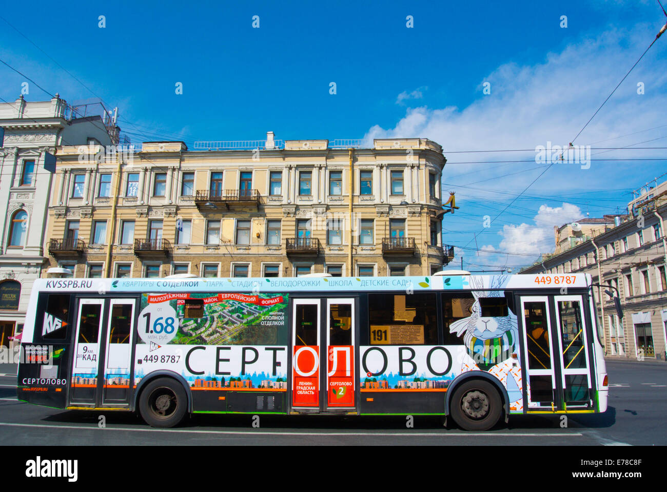 Public transportation bus, Nevsky Prospect, main street, Saint ...