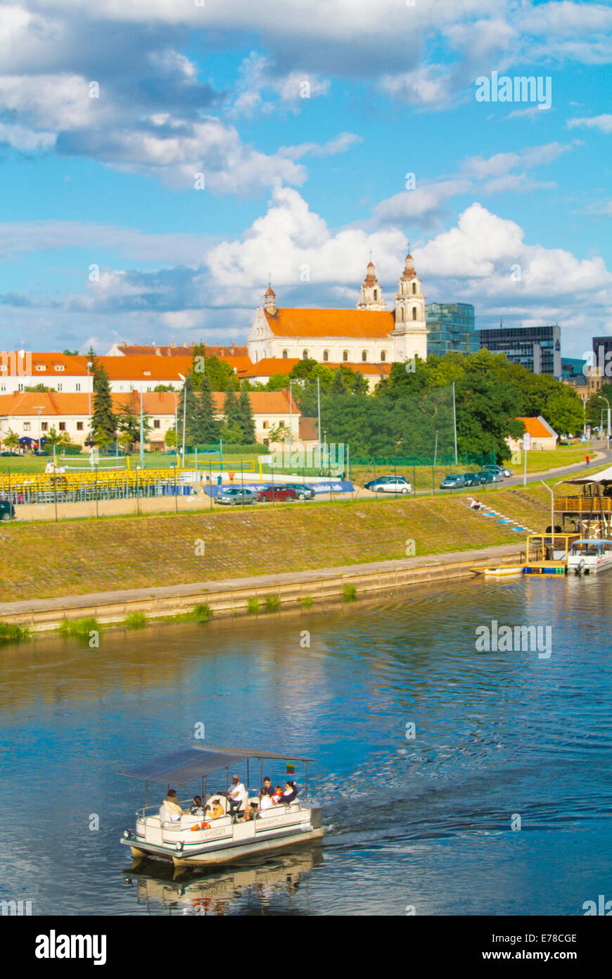 Neris riverside, with Snipiskes district in background, central Vilnius ...
